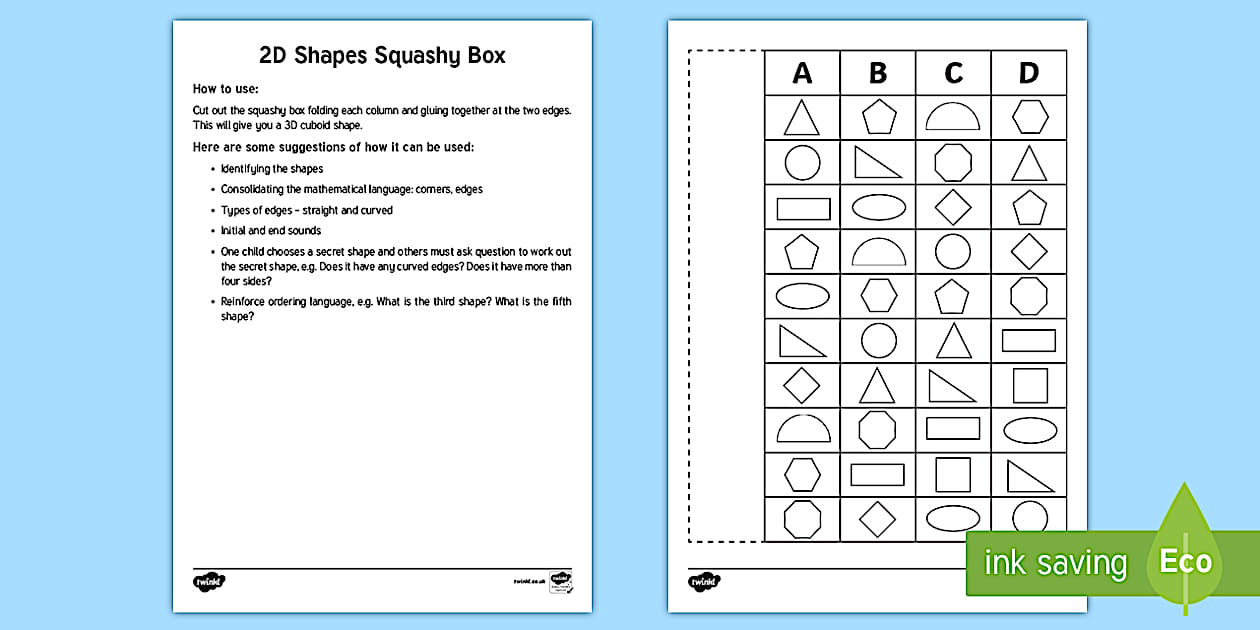 2D Shapes Squashy Box Craft - Mental Maths Warm Up + Revision