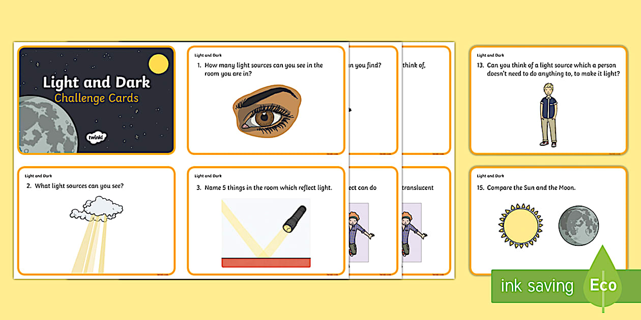Editable Light and Dark Challenge Cards (teacher made)