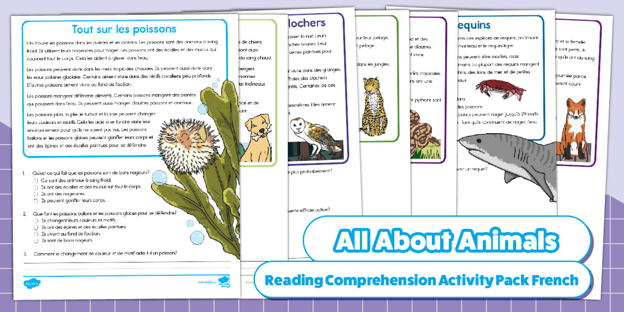 Grade 2 Non-Fiction All About Animals Reading Comprehension Activity Pack