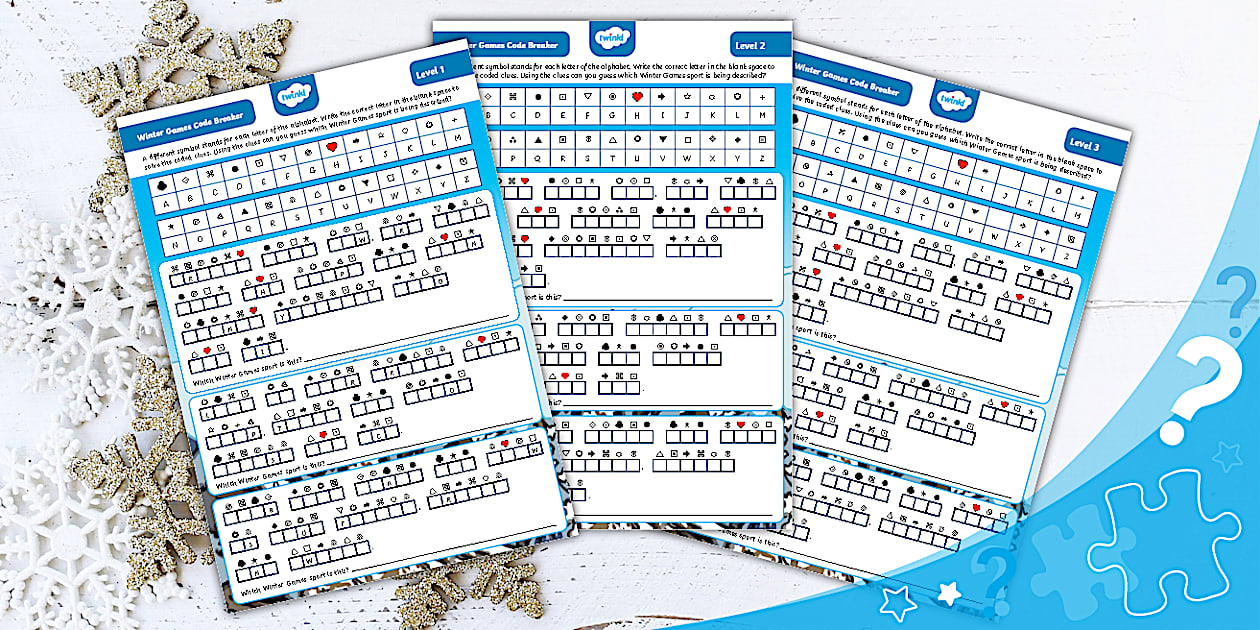 Winter Games Secret Code Breaker - L3 - Twinkl - Puzzles
