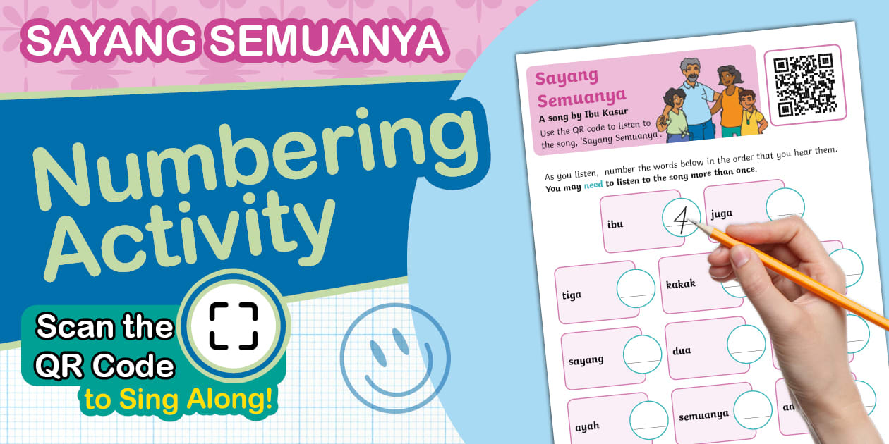 Aku Sayang Ibu Song Numbering Indonesian (teacher made)