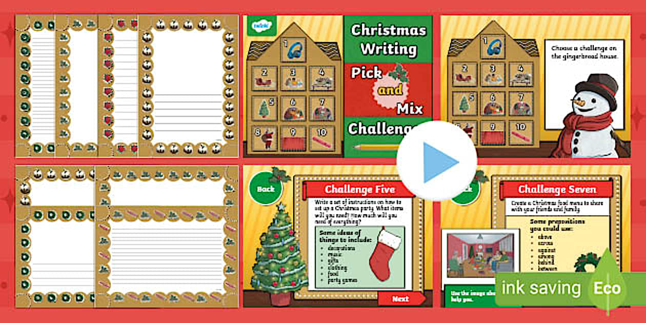 KS2 Christmas Writing Pick and Mix Challenge PowerPoint