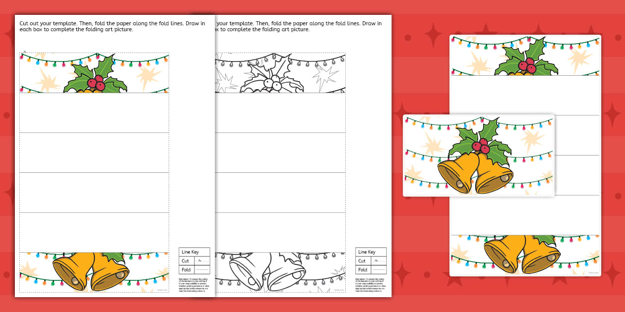 Jingle Bells Folding Art Template (teacher made) - Twinkl