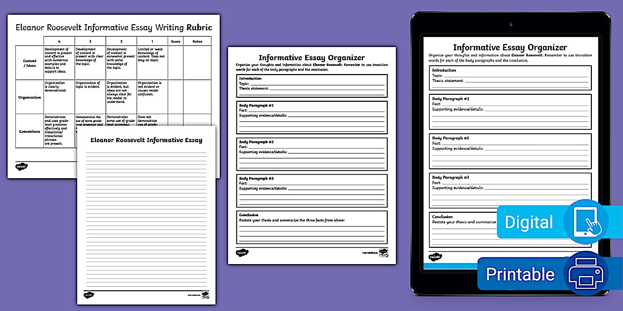 Eleanor Roosevelt Informative Essay Writing With Rubric