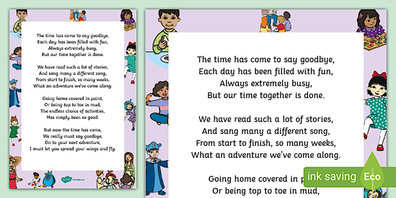 Cursive Leaving Nursery Poem (teacher made) - Twinkl