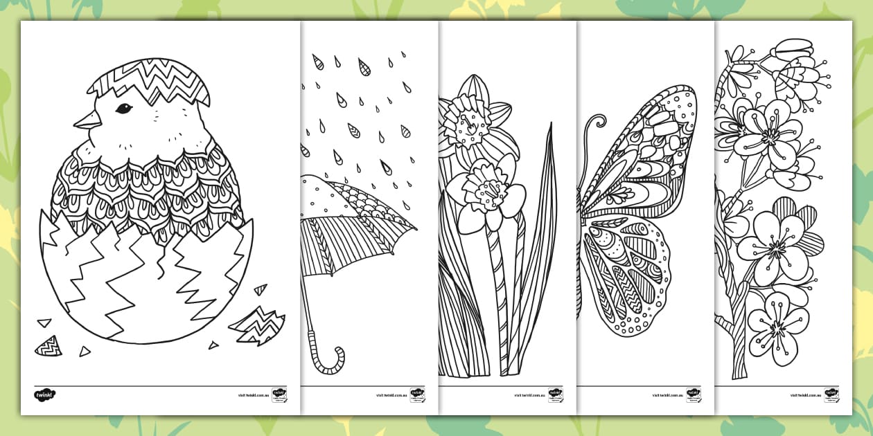 Spring Mindfulness Colouring Pages English/Spanish - Twinkl