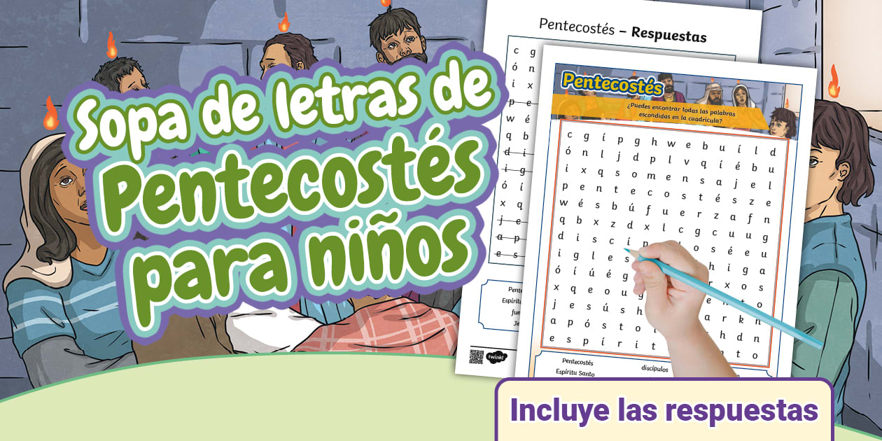 Sopa de letras de Pentecostés para niños