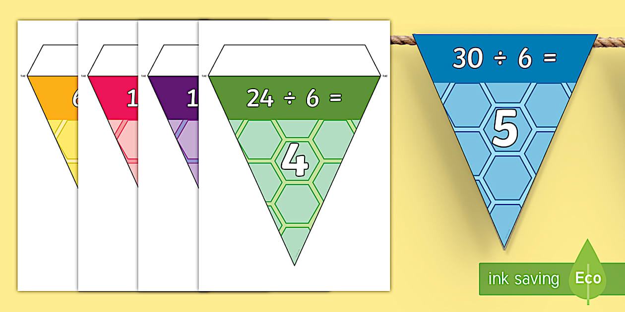 6 Times Table Division Facts Display Bunting - 2 Times Table Bunting, 5 ...