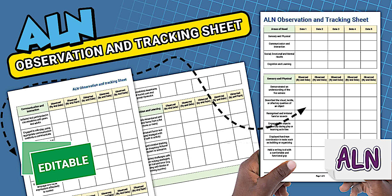 ALN Observation and Tracking Sheets (teacher made) - Twinkl