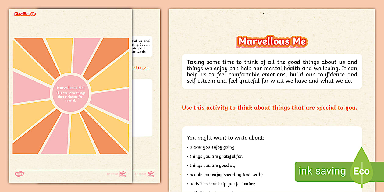 Marvellous Me KS2 Self-Esteem Worksheet - Twinkl Life