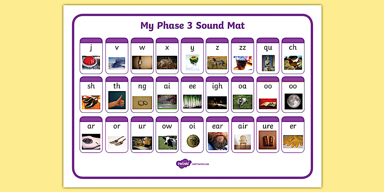 Cursive Phase 3 Photo Sound Mat (teacher made) - Twinkl