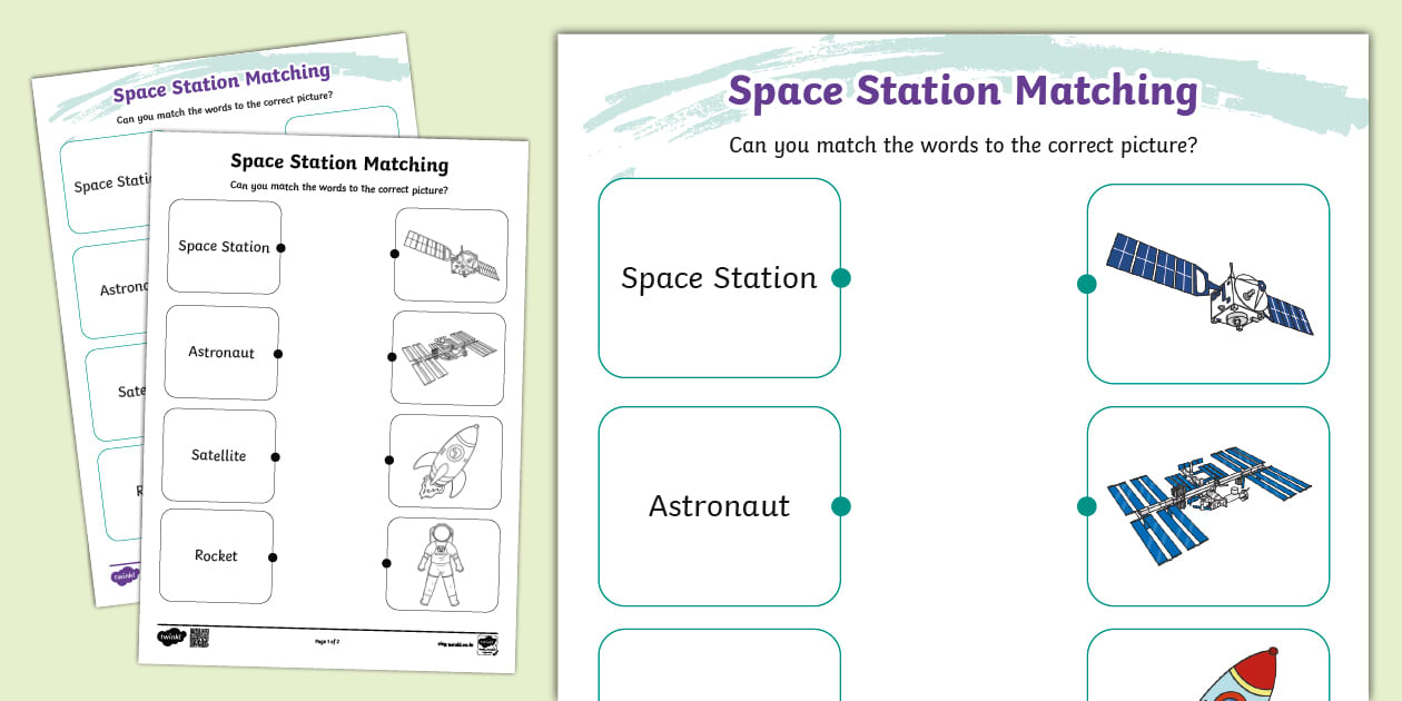 Space Station Vocabulary Matching Worksheet