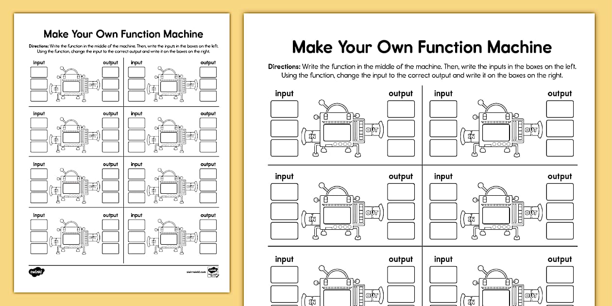 Make Your Own Function Machine Worksheet - Twinkl