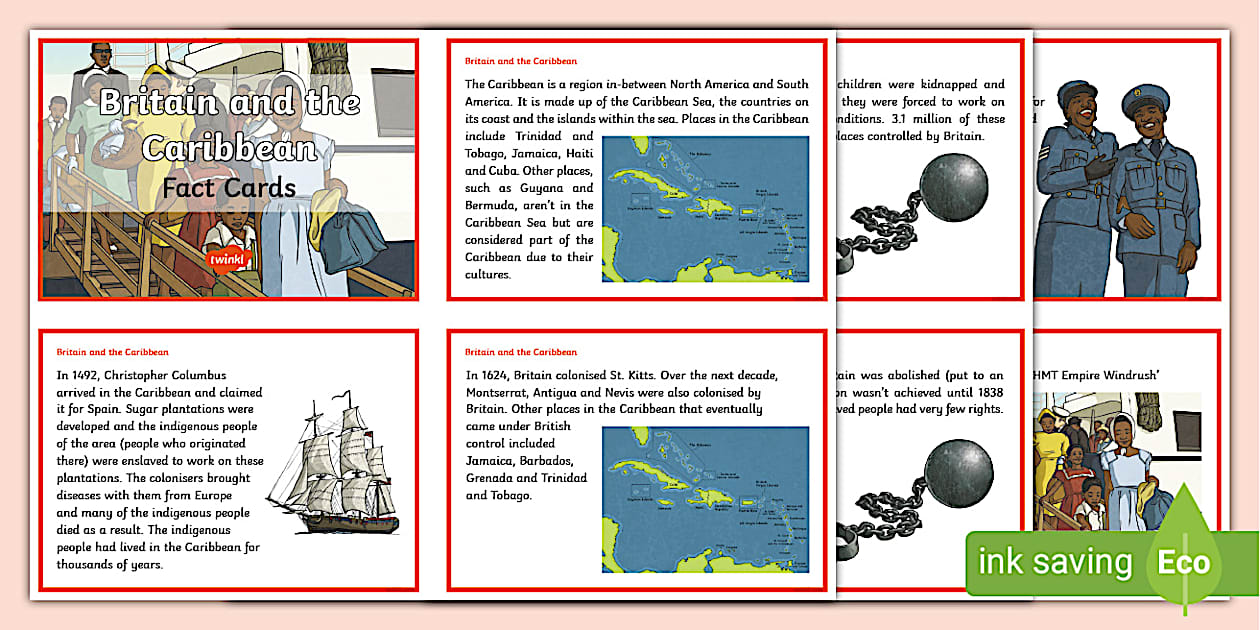 KS2 Britain and The Caribbean Fact Cards (Teacher-Made)