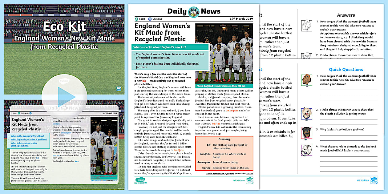 UKS2 Recycled Football Kit Daily News Resource Pack - Twinkl