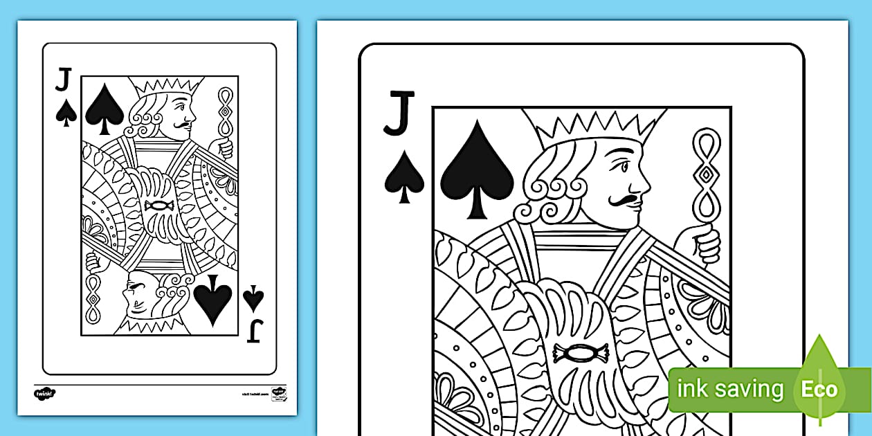 Playing Card - One-Eyed Jack Colouring Sheet - Twinkl