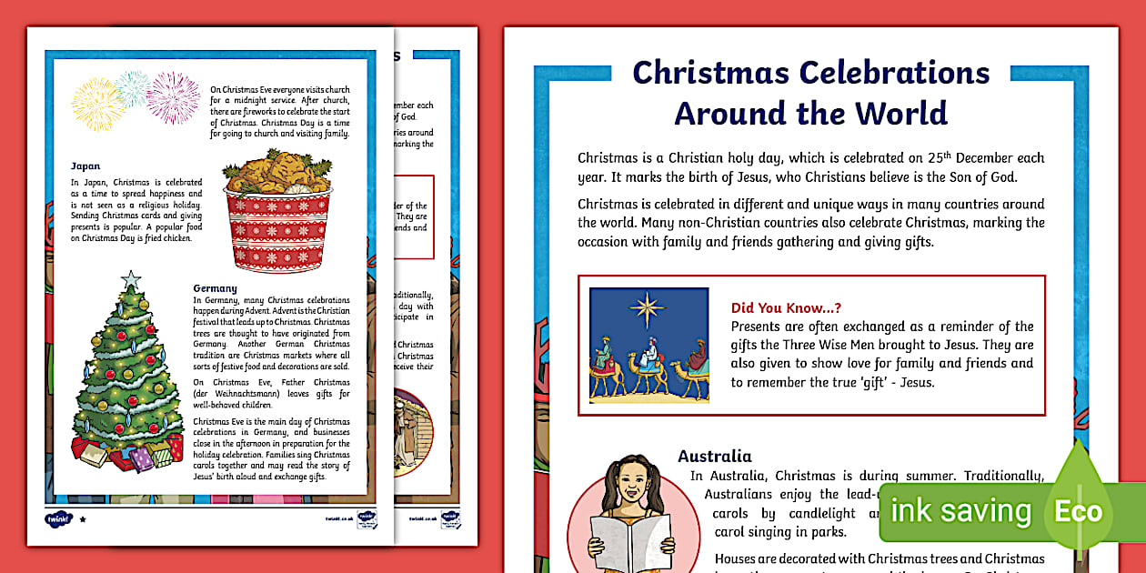 Lower Ability Christmas Celebrations Around the World Differentiated
