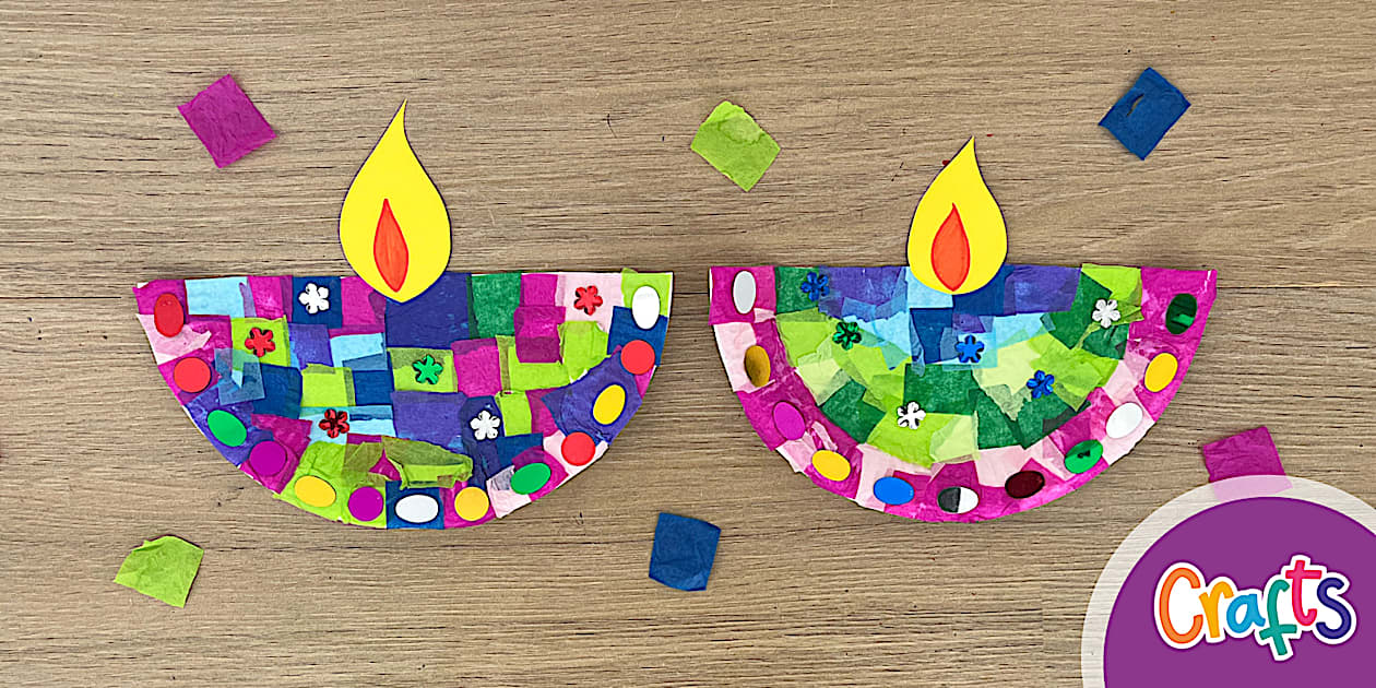 Diya Lamp Collage (Hecho por educadores) - Twinkl