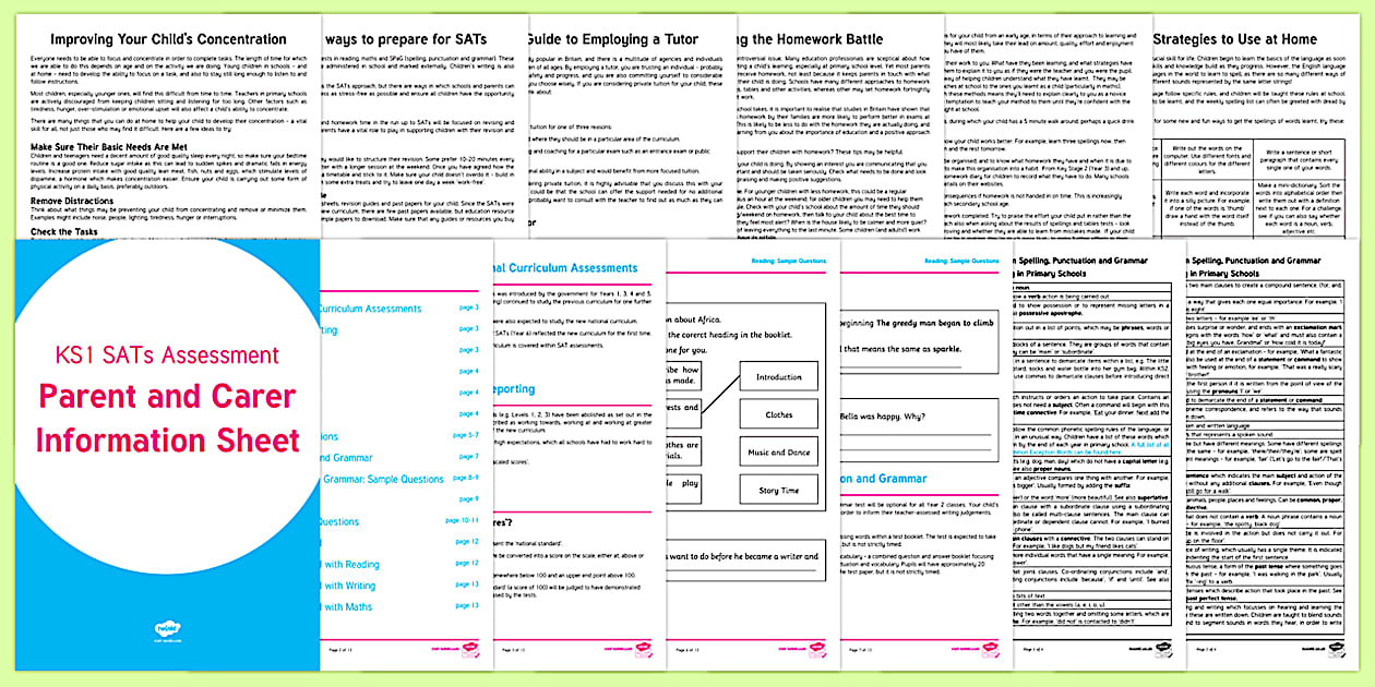 KS1 SATs Survival: Parents' Information Pack (teacher made)