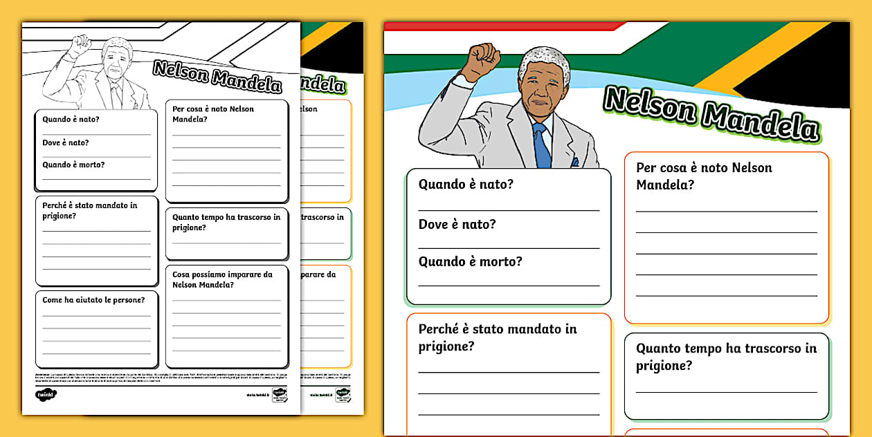Modello di scheda informativa: Nelson Mandela (teacher made)
