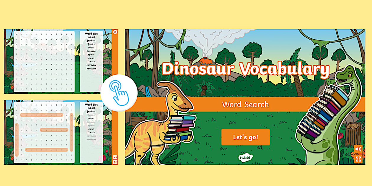 Dinosaur Vocabulary Interactive Word Search (teacher made)
