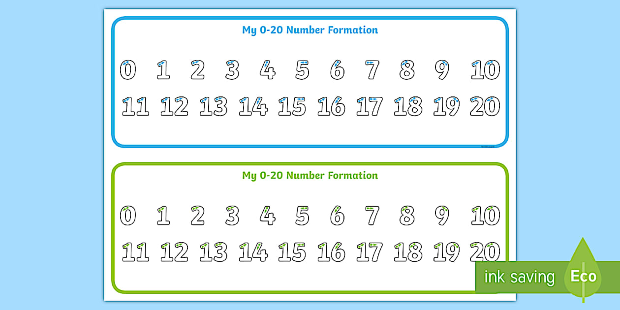 0-20 Number Formation Prompt Strip Desk Mat - Number Formation Tracing ...