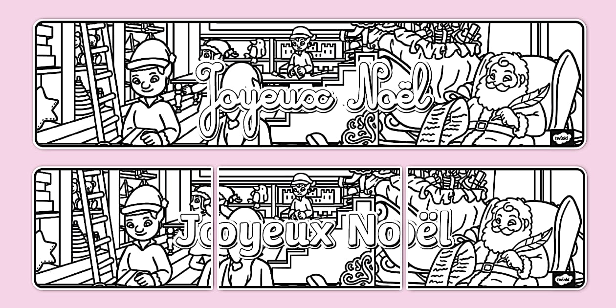 Banderole d'affichage à colorier : Joyeux Noël - Twinkl
