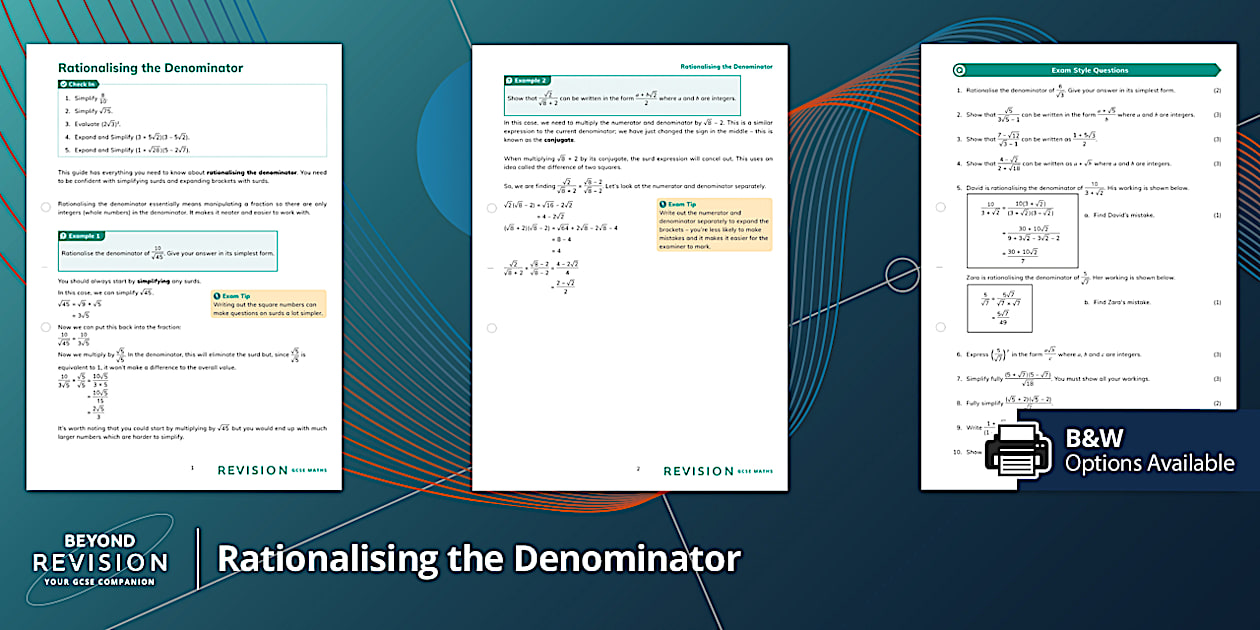 👉 Rationalising Surds Walkthrough Worksheet | Beyond Maths
