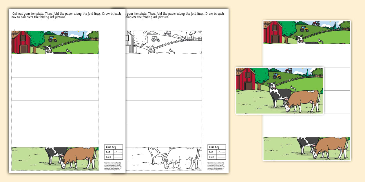 Farm Folding Art Template (teacher made) - Twinkl