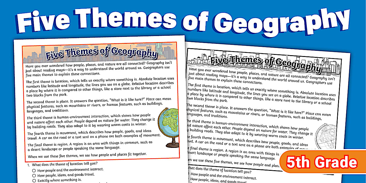 Fifth Grade Five Themes of Geography Reading Passage