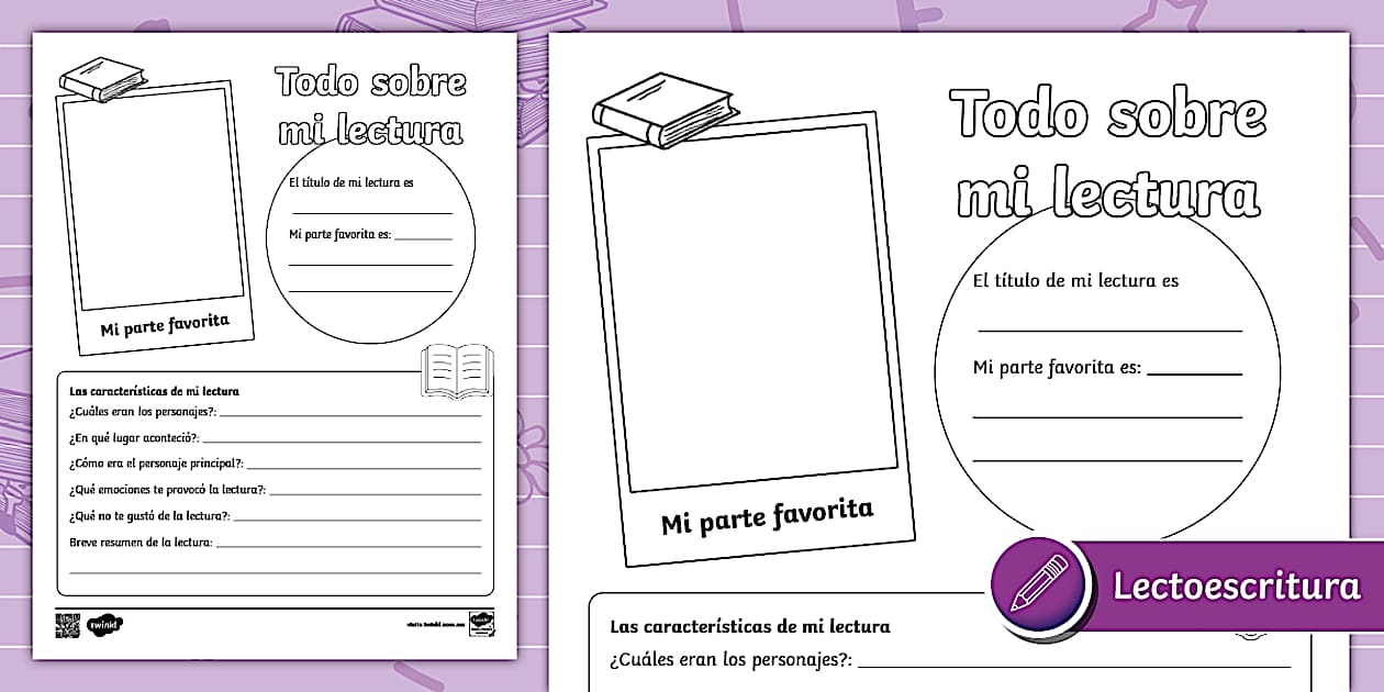 Lectoescritura - reporte de lectura (teacher made) - Twinkl