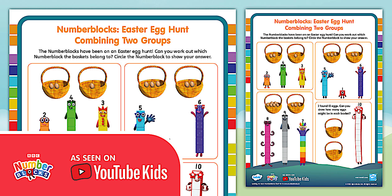 Numberblocks: Easter Egg Hunt Combining Two Groups - Twinkl