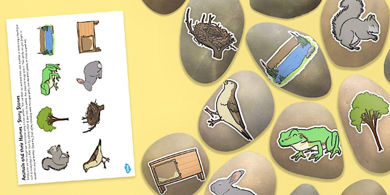 Animals and Their Homes Story Stone Image Cut Outs