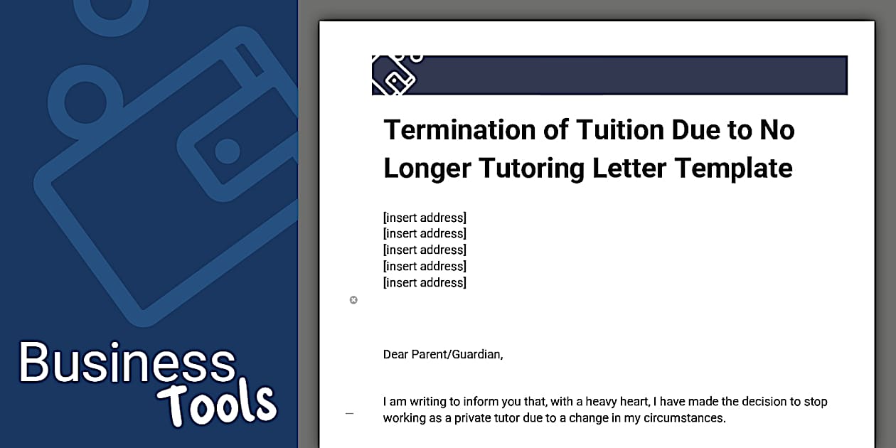Termination of Tuition Due to No Longer Tutoring Template