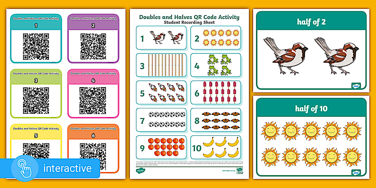 Doubles and Halves QR Code Activity | F-2 Maths | Twinkl