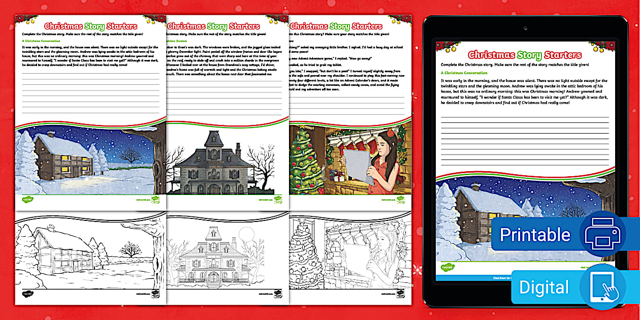Christmas Writing Story Starters (teacher made) - Twinkl