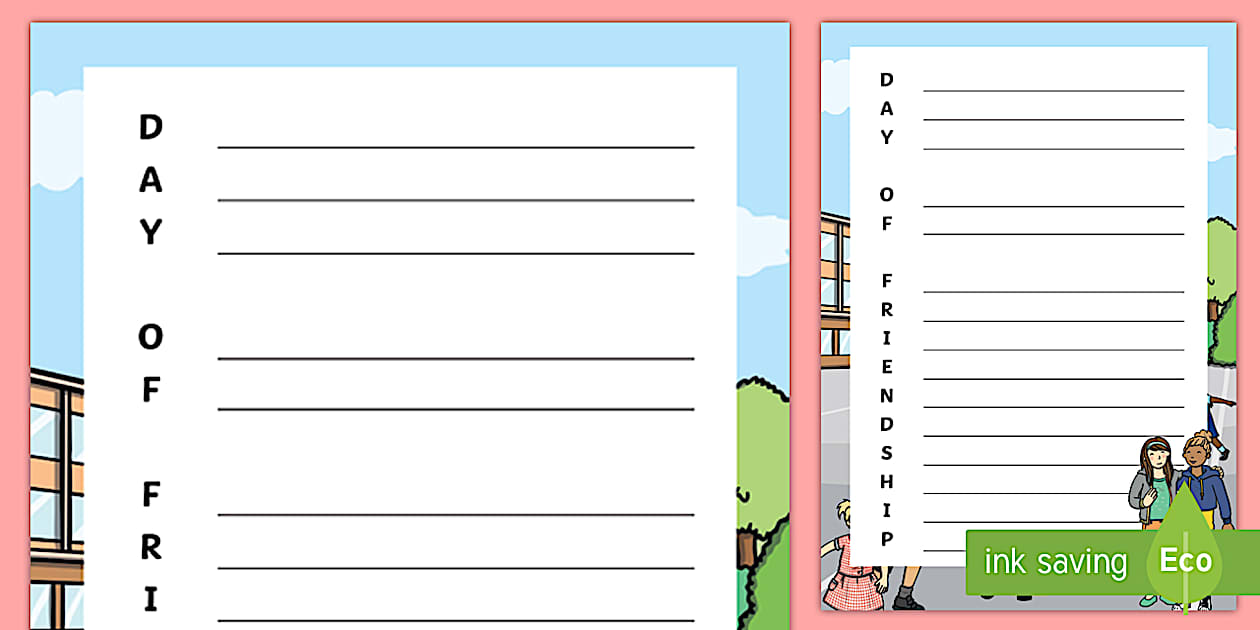 SA International Day of Friendship Acrostic Poem - Twinkl