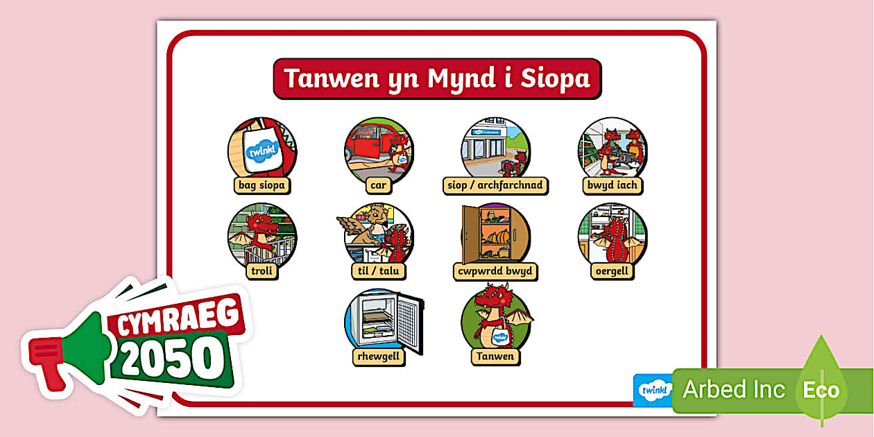 Mat Geiriau Comic Tanwen yn Mynd i Siopa #2 (Teacher-Made)
