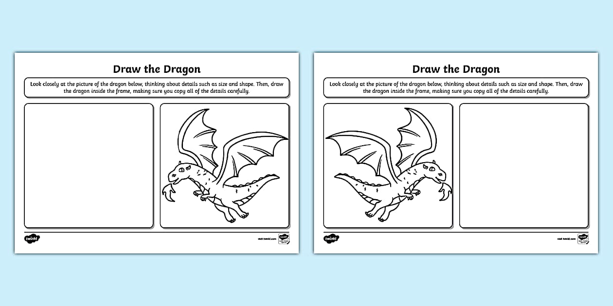 Draw the Dragon Worksheet (teacher made) - Twinkl