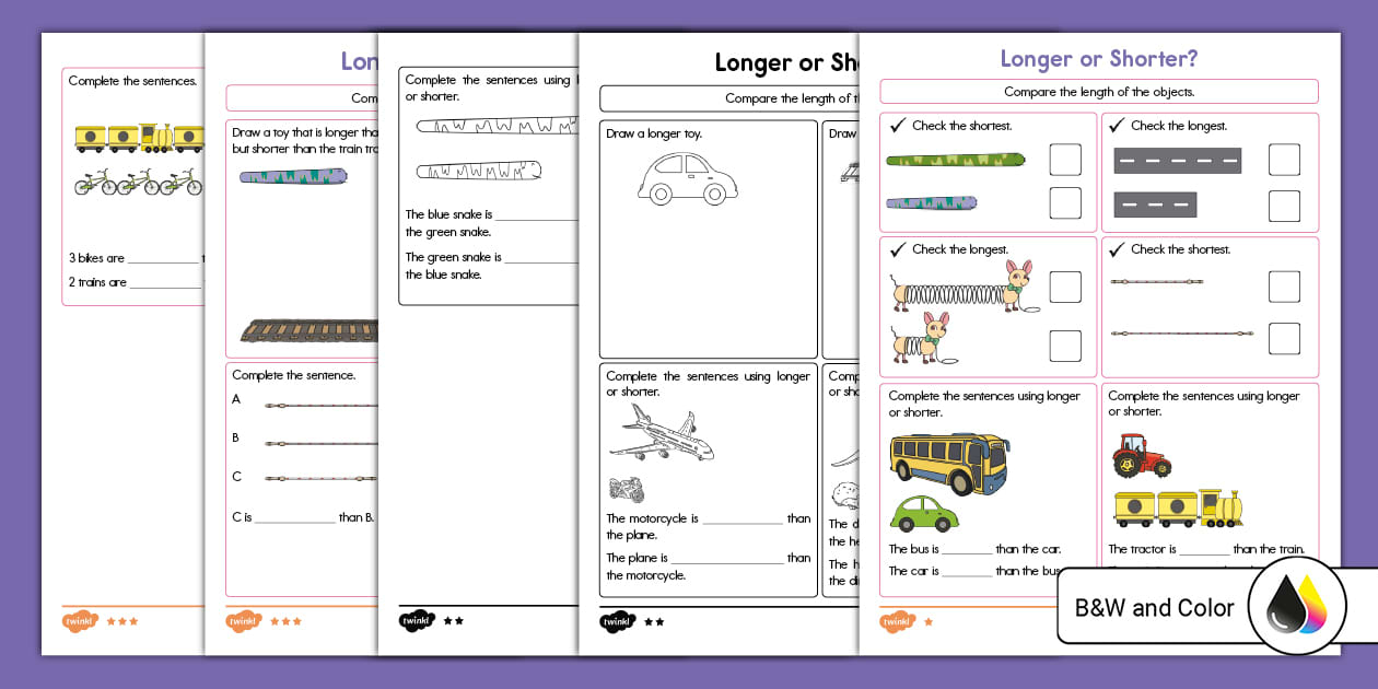 First Grade Comparing Length Differentiated Worksheet