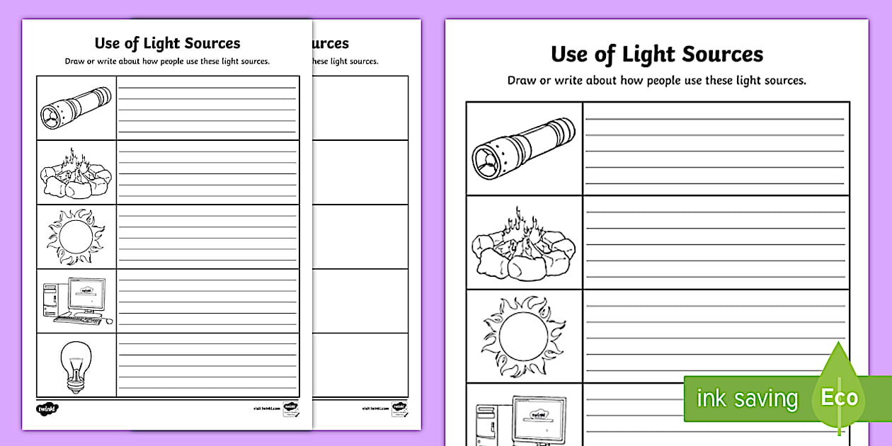 QLD Use of Light Sources Worksheet (teacher made) - Twinkl