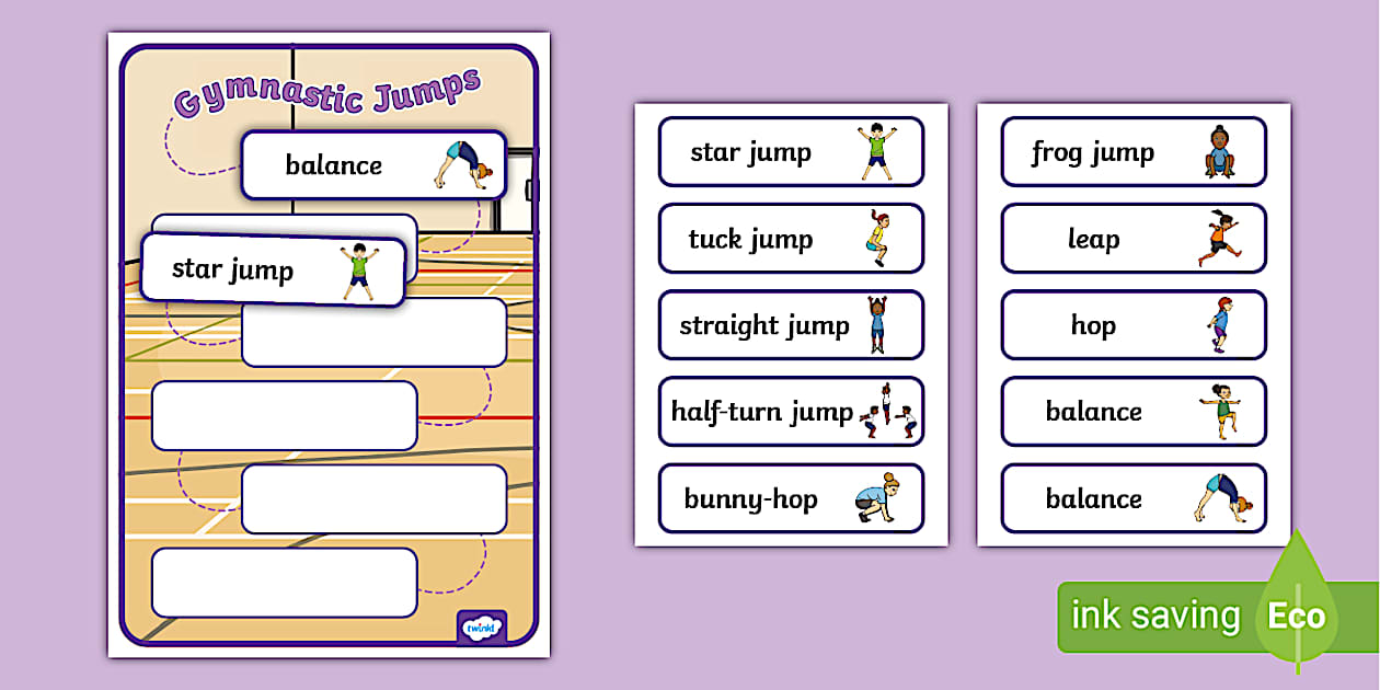 Gymnastic Jumps Sequencing Board - Twinkl