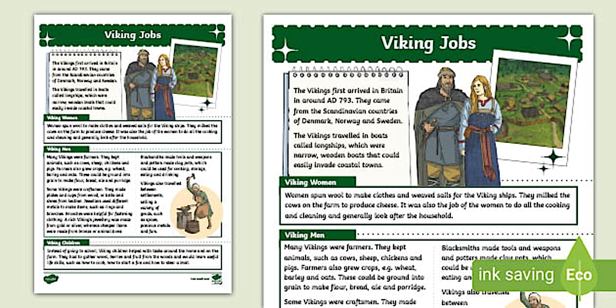 Editable Viking Jobs Fact File (teacher made) - Twinkl