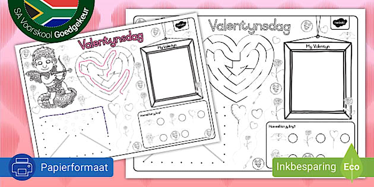 Valentynsdag Aktiwiteitmat vir Voorskool (teacher made)