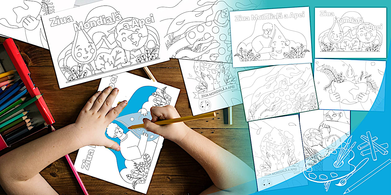 Ziua Apei Desene de colorat pentru 22 martie - Twinkl RO
