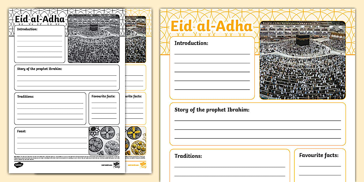 Eid al-Adha KS1 Non-Chronological Report Template - Twinkl