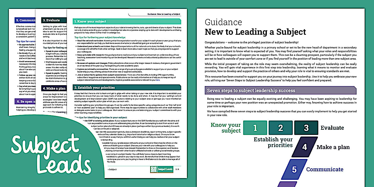 Subject Leader Roles and Responsibilities - Guidance