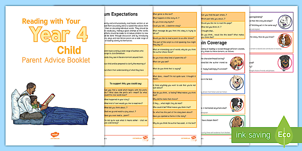 Editable Year 4 Reading with Your Child Parent Advice Booklet