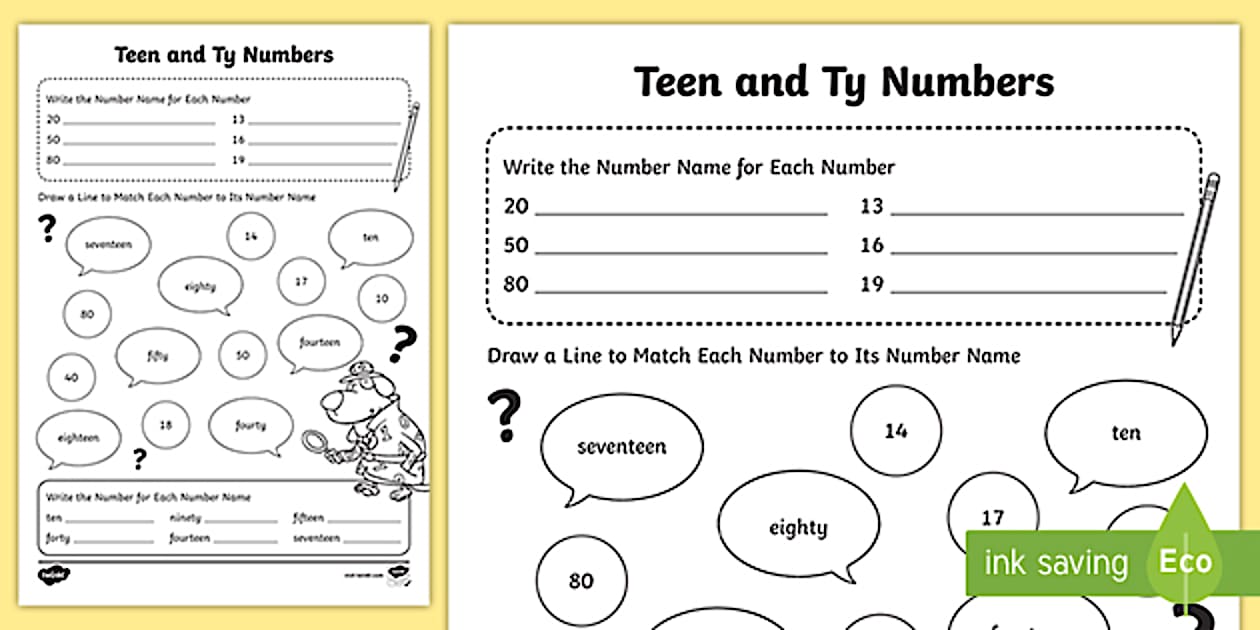 👉 Teen and Ty Numbers Activity (Teacher-Made) - Twinkl