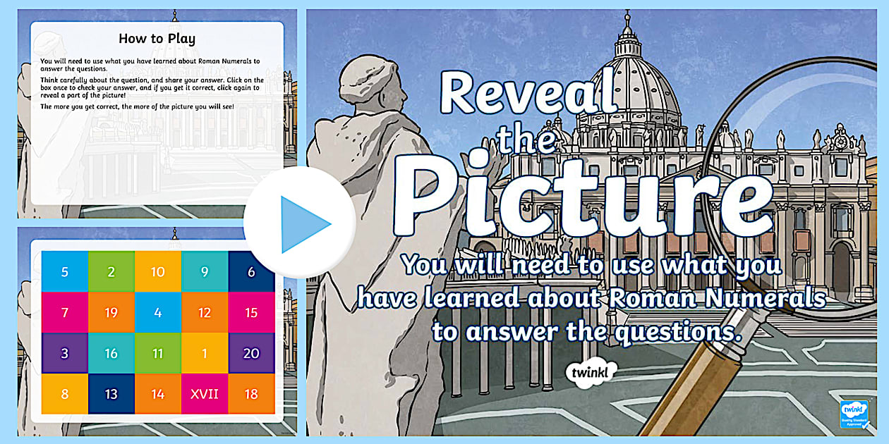Roman Numerals Reveal the Picture Plenary Activity - Twinkl